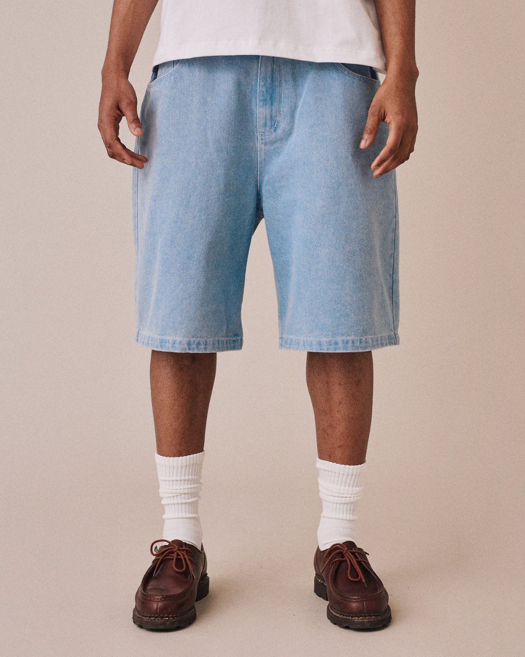 Baggy Denim Jorts - Light Blue – Palais Projects
